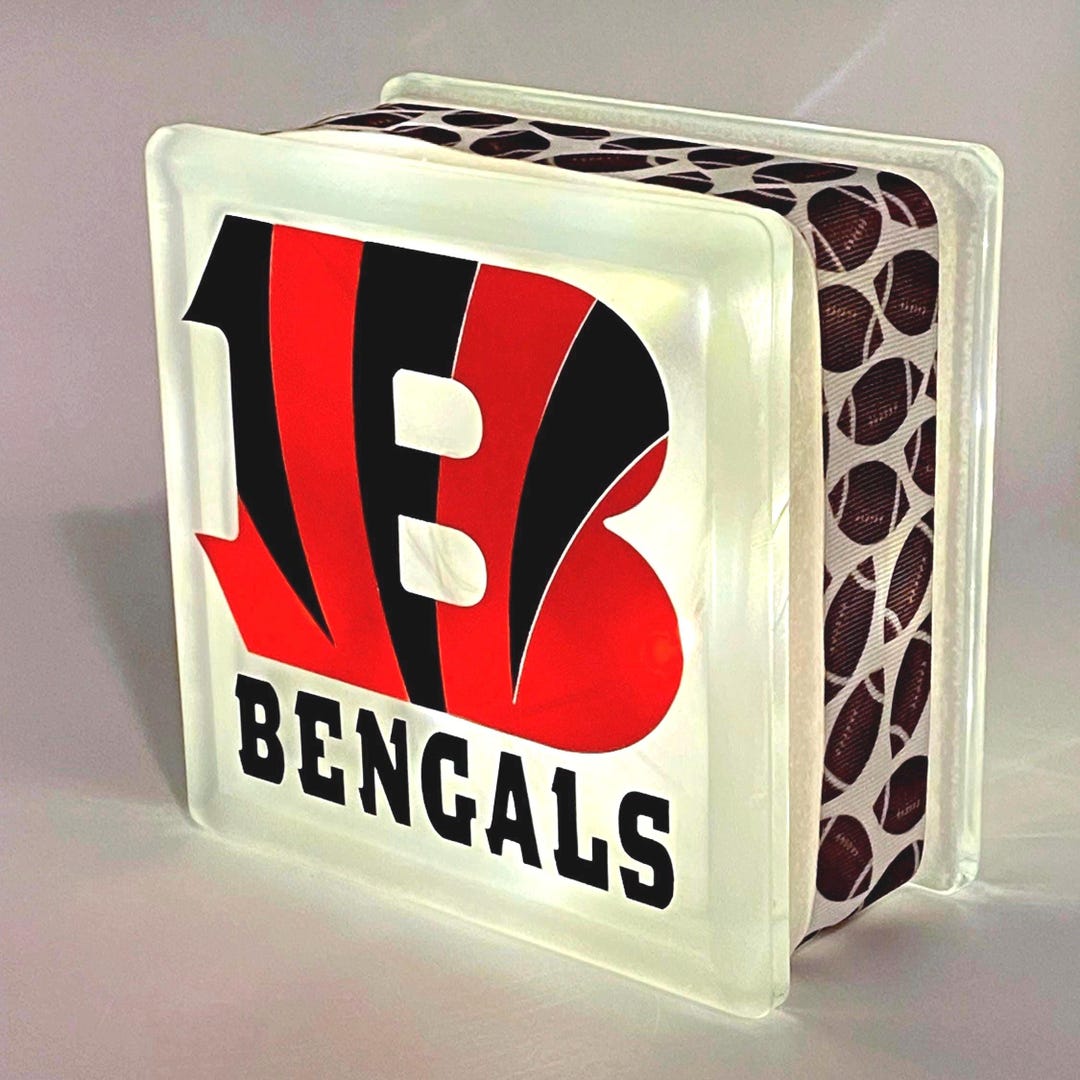 Cincinnati Bengals Lighted Glass Block, NFL Football Fan Gift, Night ...