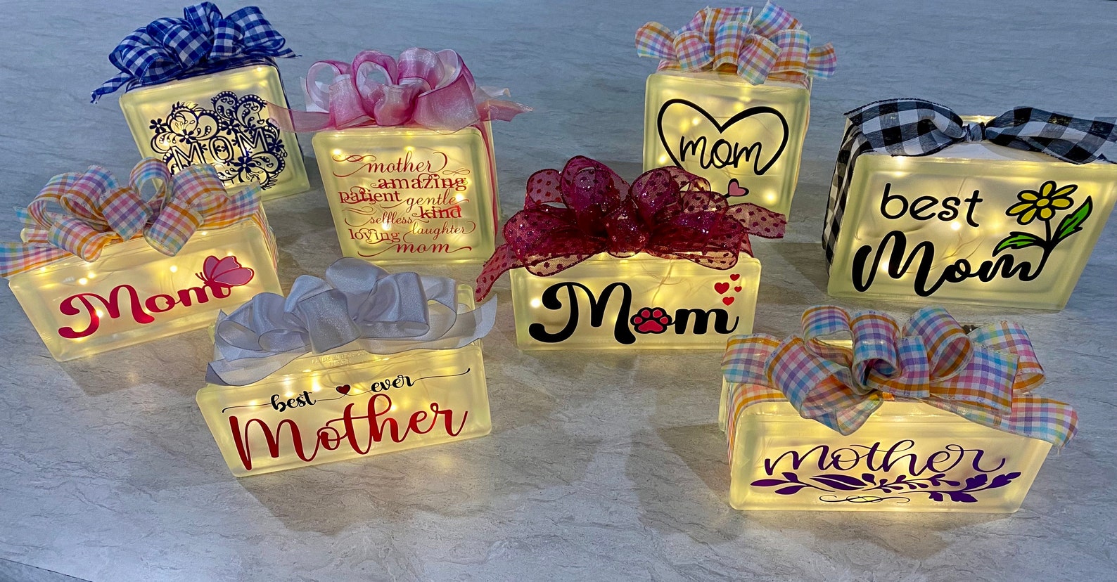 Thankful & Blessed Lighted 6x6 Glass Block Night Light, Decorative ...