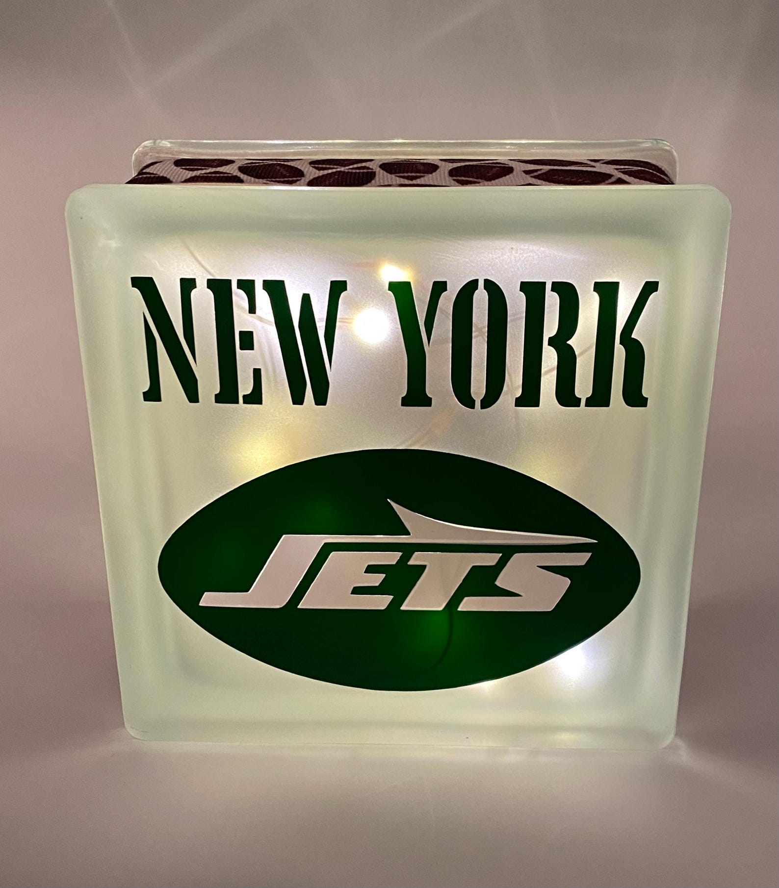 New York Jets Football Lighted 6x6 Glass Block, Football Gift ...