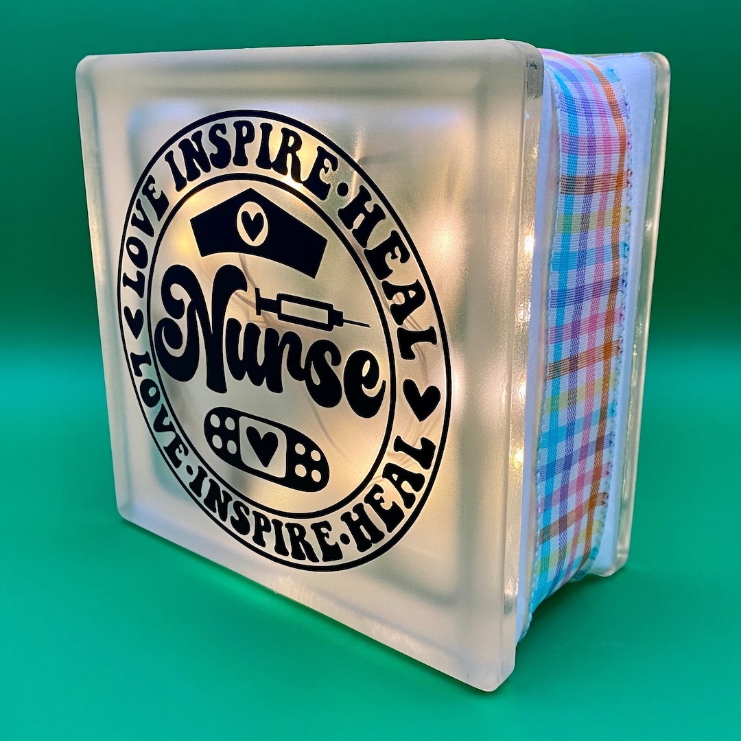 NURSE Loveinspireheal Lighted 6x6 Glass Block Night Light, Nurse Gift ...