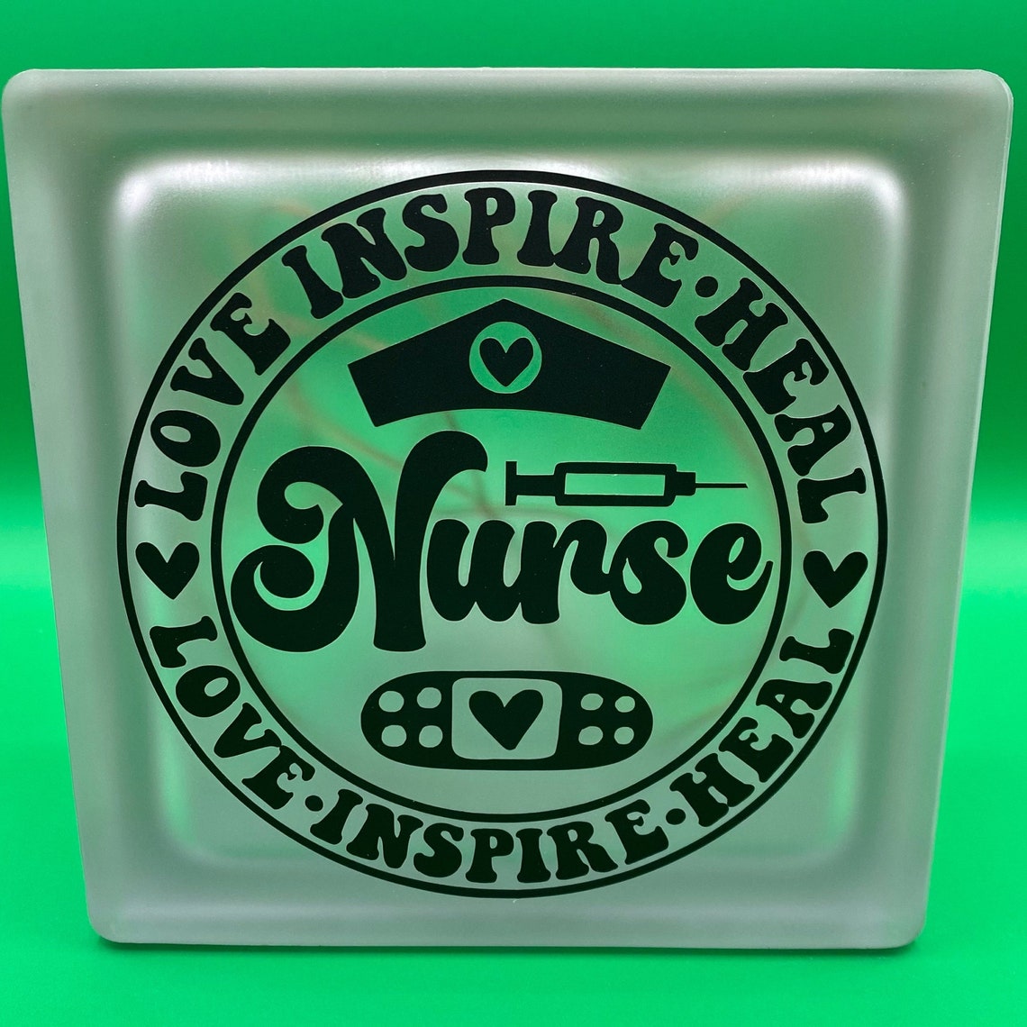 NURSE Loveinspireheal Lighted 6x6 Glass Block Night Light, Nurse Gift ...
