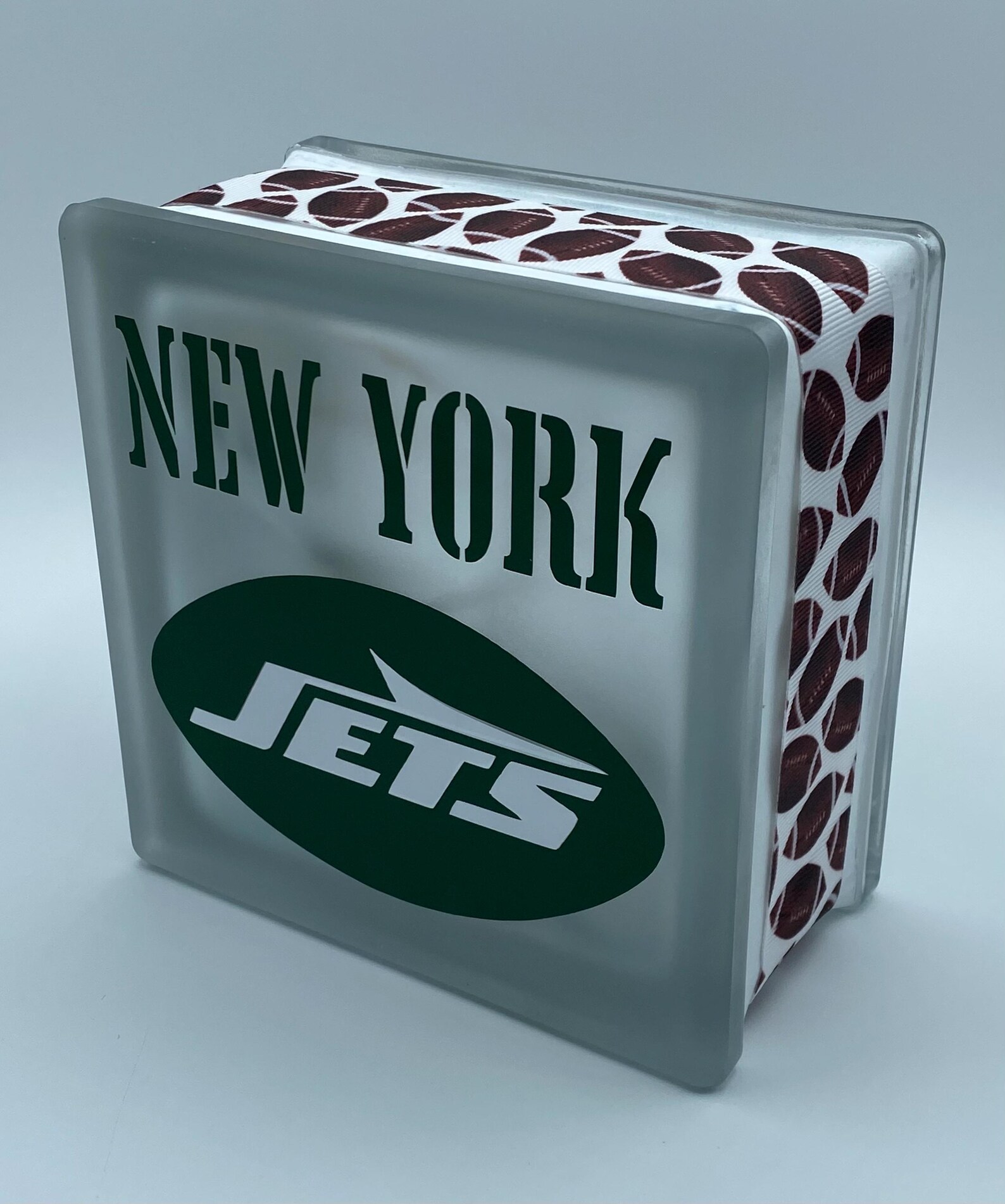 New York Jets Football Lighted 6x6 Glass Block, Football Gift ...
