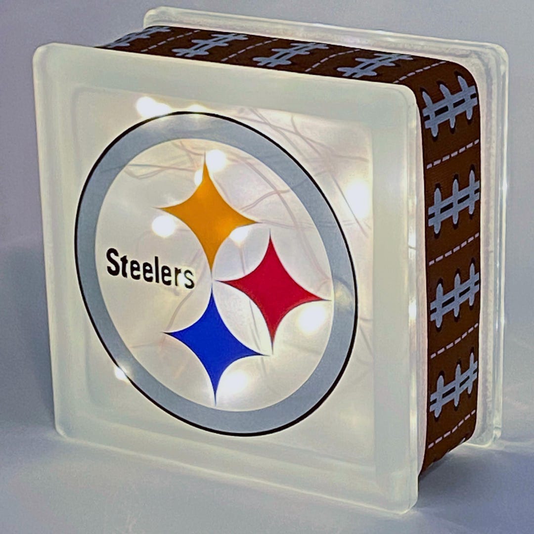 Pittsburgh Steelers Football Lighted 6x6 Glass Block, Football Gift ...