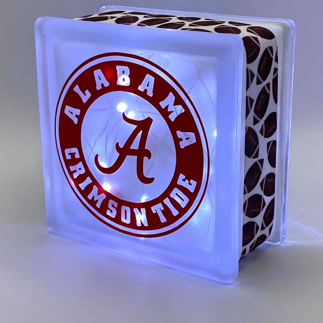 University of Alabama Crimson Tide Football Lighted 6x6 Glass Block ...