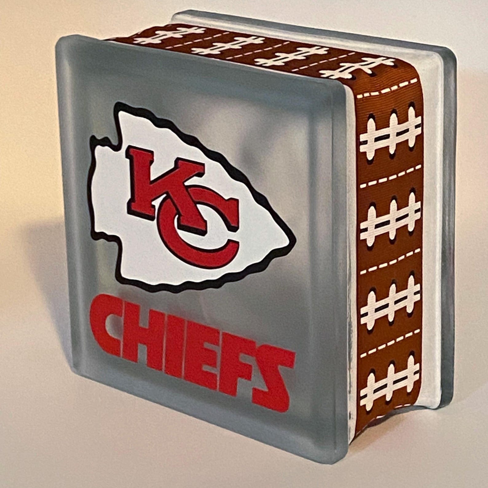 Kansas City Chiefs Football Lighted 6x6 Glass Block, Football Gift ...