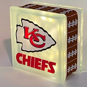 Kansas City Chiefs Football Lighted 6x6 Glass Block, Football Gift ...