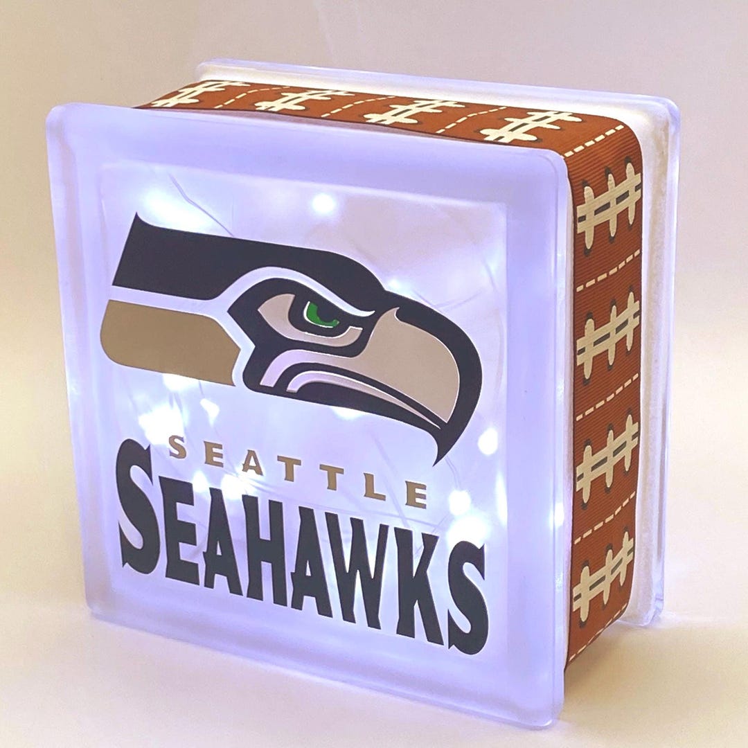 Seattle Seahawks Football Lighted 6x6 Glass Block, Football Gift ...