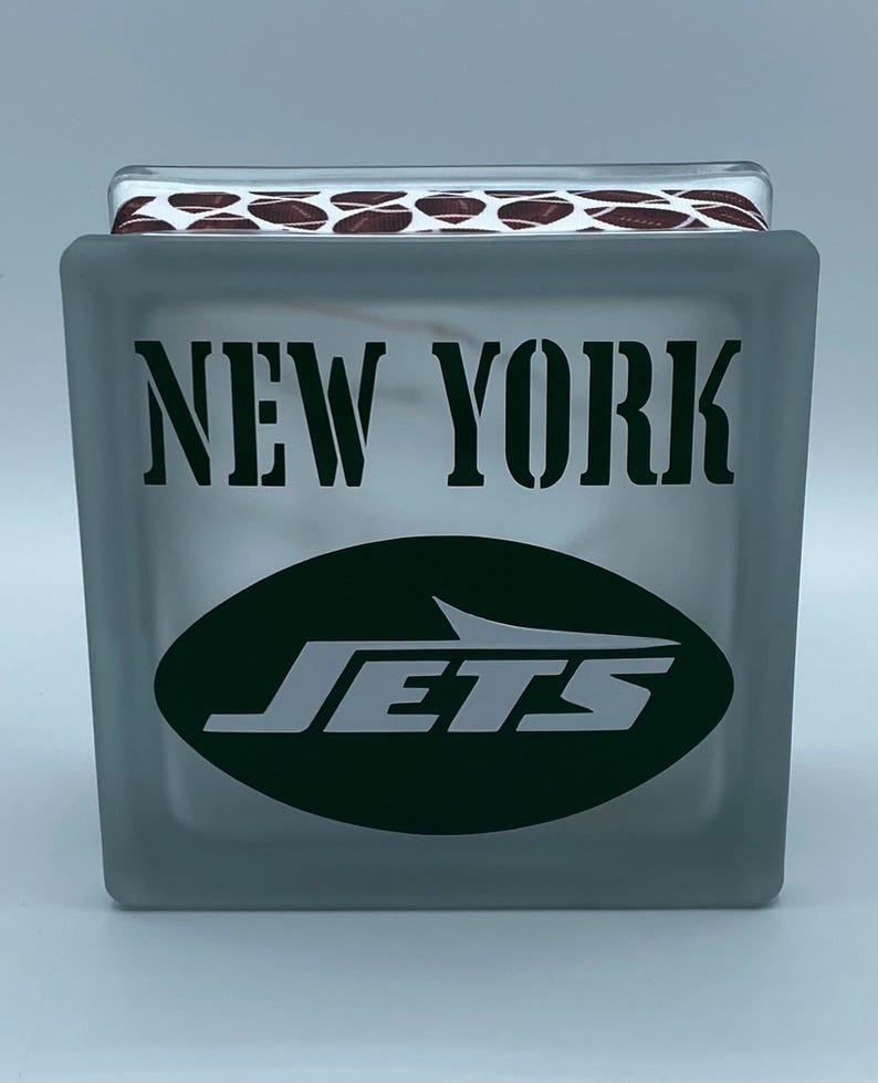 New York Jets Football Lighted 6x6 Glass Block, Football Gift ...