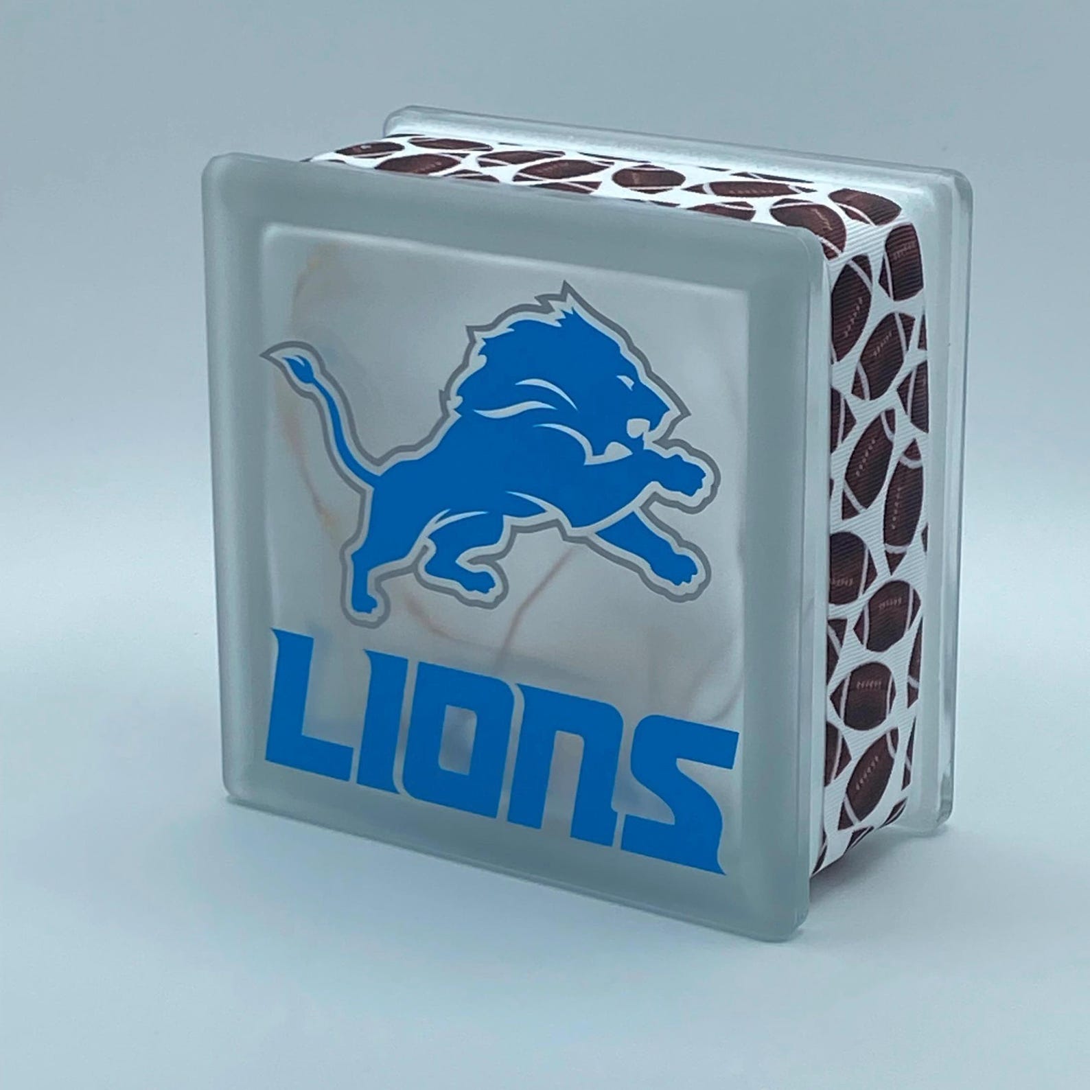 Detroit Lions Football Lighted 6x6 Glass Block, Football Gift ...