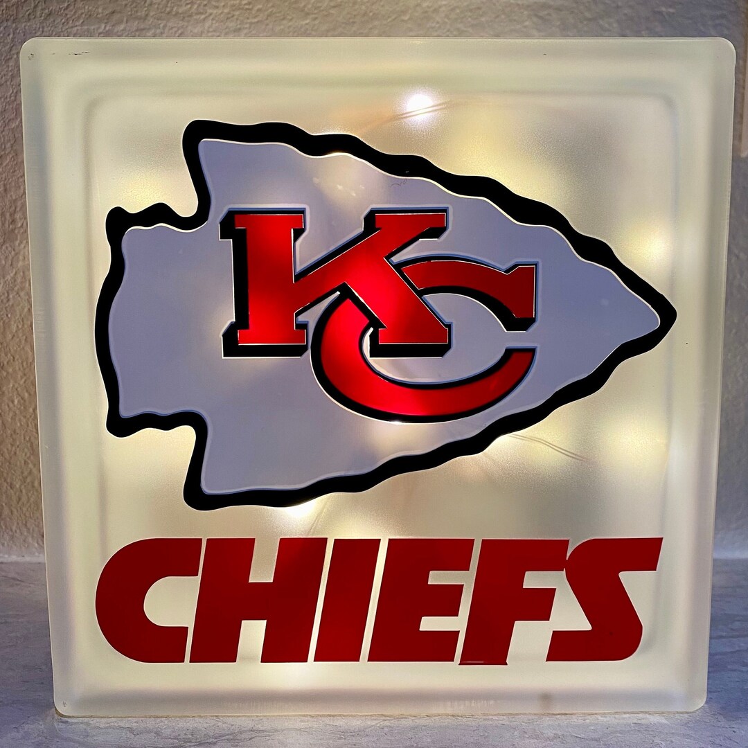 Kansas City Chiefs Football Lighted 6x6 Glass Block, Football Gift ...