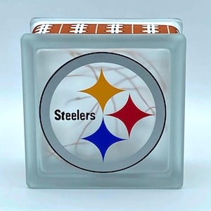 Pittsburgh Steelers Football Lighted 6x6 Glass Block, Football Gift ...