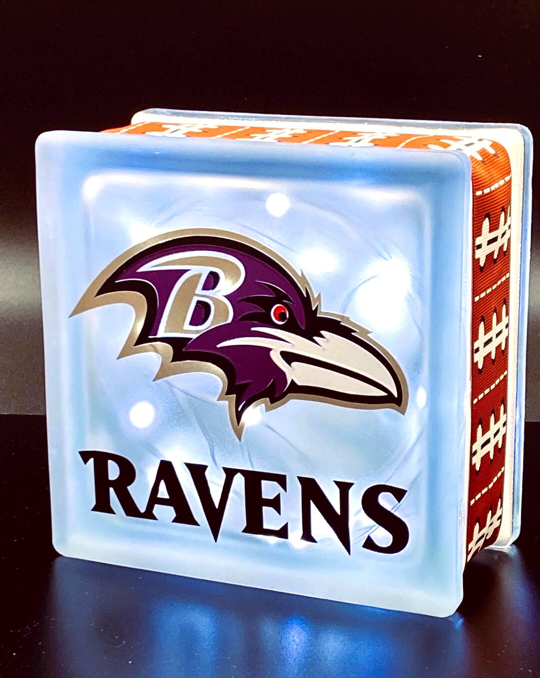 Baltimore Ravens Lighted Glass Block, NFL Football Fan Gift, Sports ...