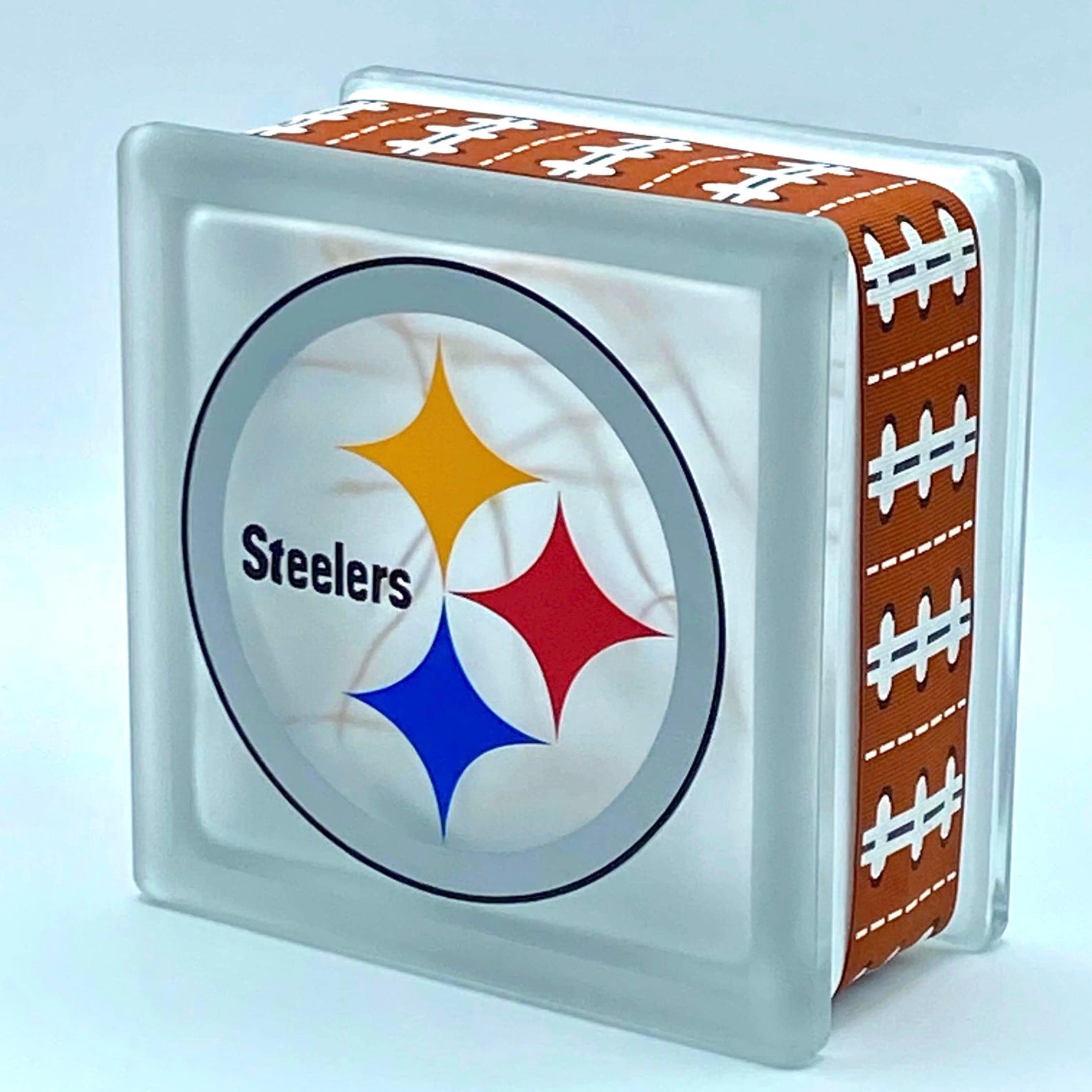Pittsburgh Steelers Football Lighted 6x6 Glass Block, Football Gift ...