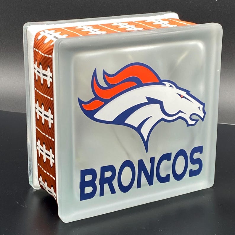 Denver Broncos Lighted Glass Block, NFL Football Fan Gift, Night Light ...