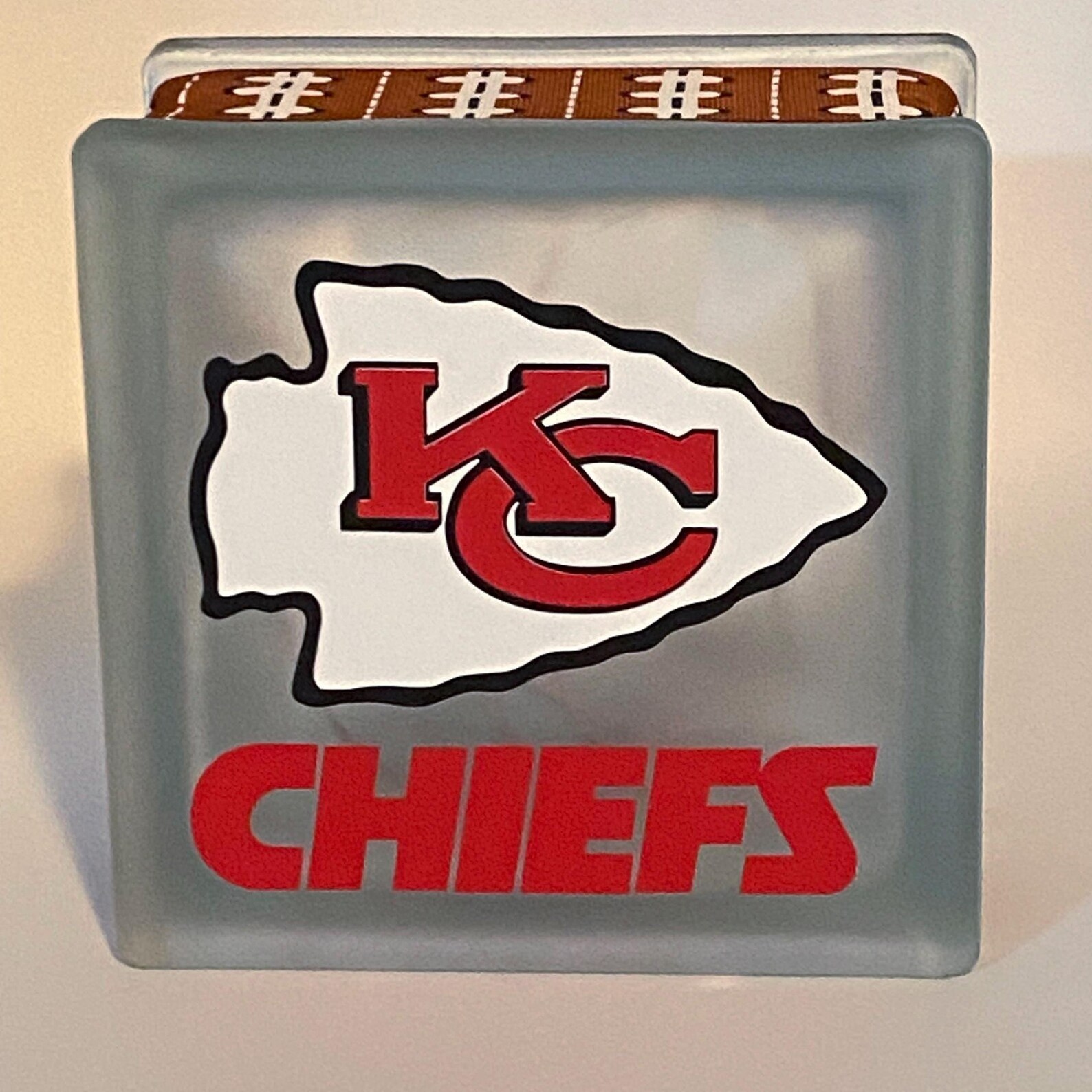 Kansas City Chiefs Football Lighted 6x6 Glass Block, Football Gift ...