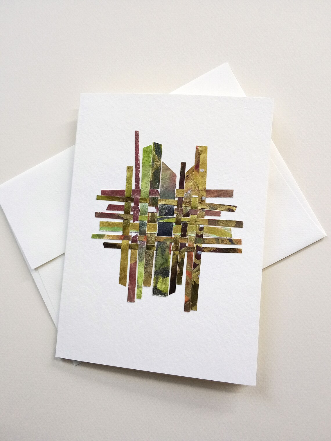 Woven Paper Greeting Card / Modern Abstract Art / Mounted on ...
