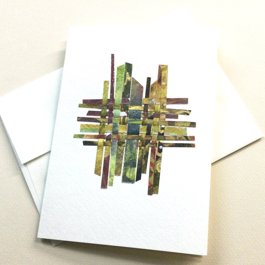Woven Paper Greeting Card / Modern Abstract Art / Mounted on ...