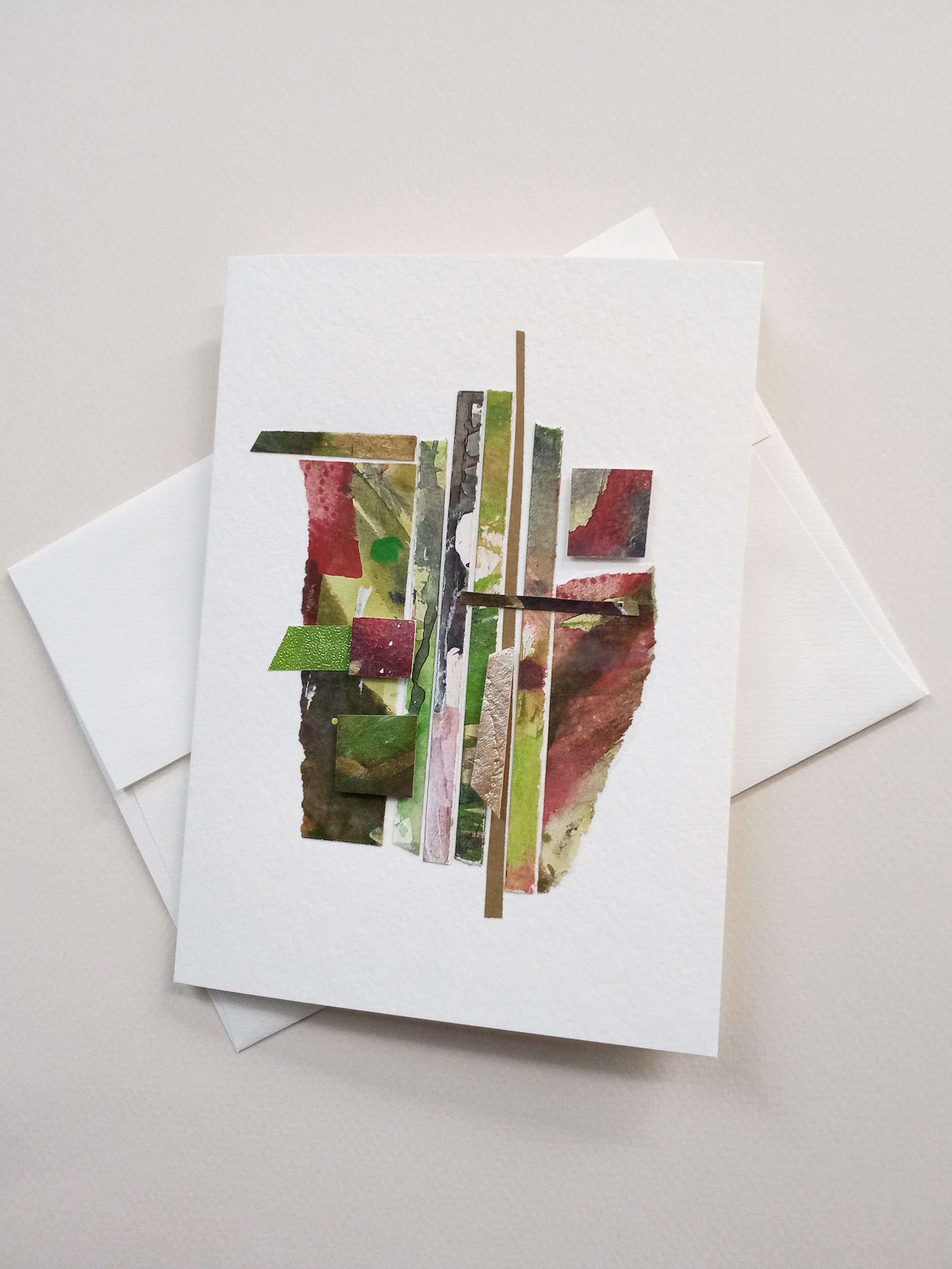 Abstract Handmade Card / Painted Paper Collage on Heavyweight Greeting ...