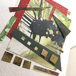 Abstract Collage Card, Red, Green, and Gold, Handmade Art - Etsy