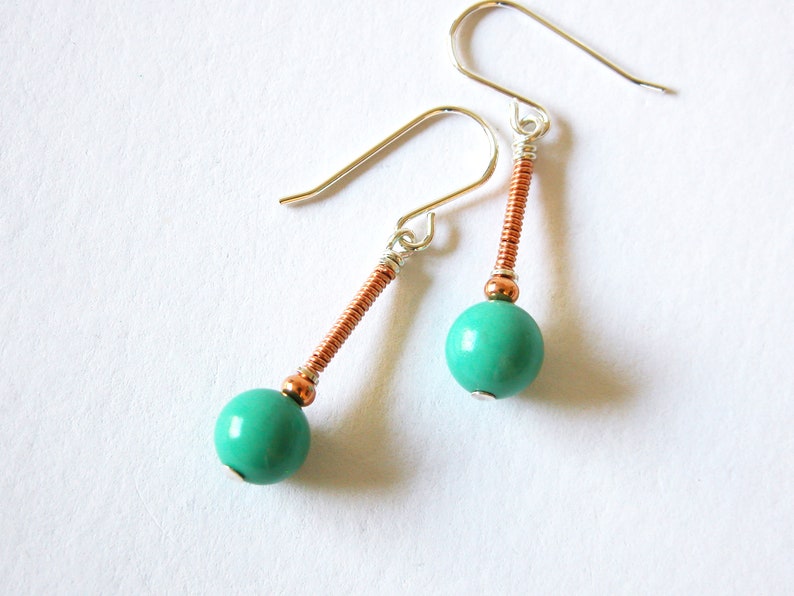 Turquoise Drop Earrings / Handmade / Genuine Gemstone / Sterling Silver ...