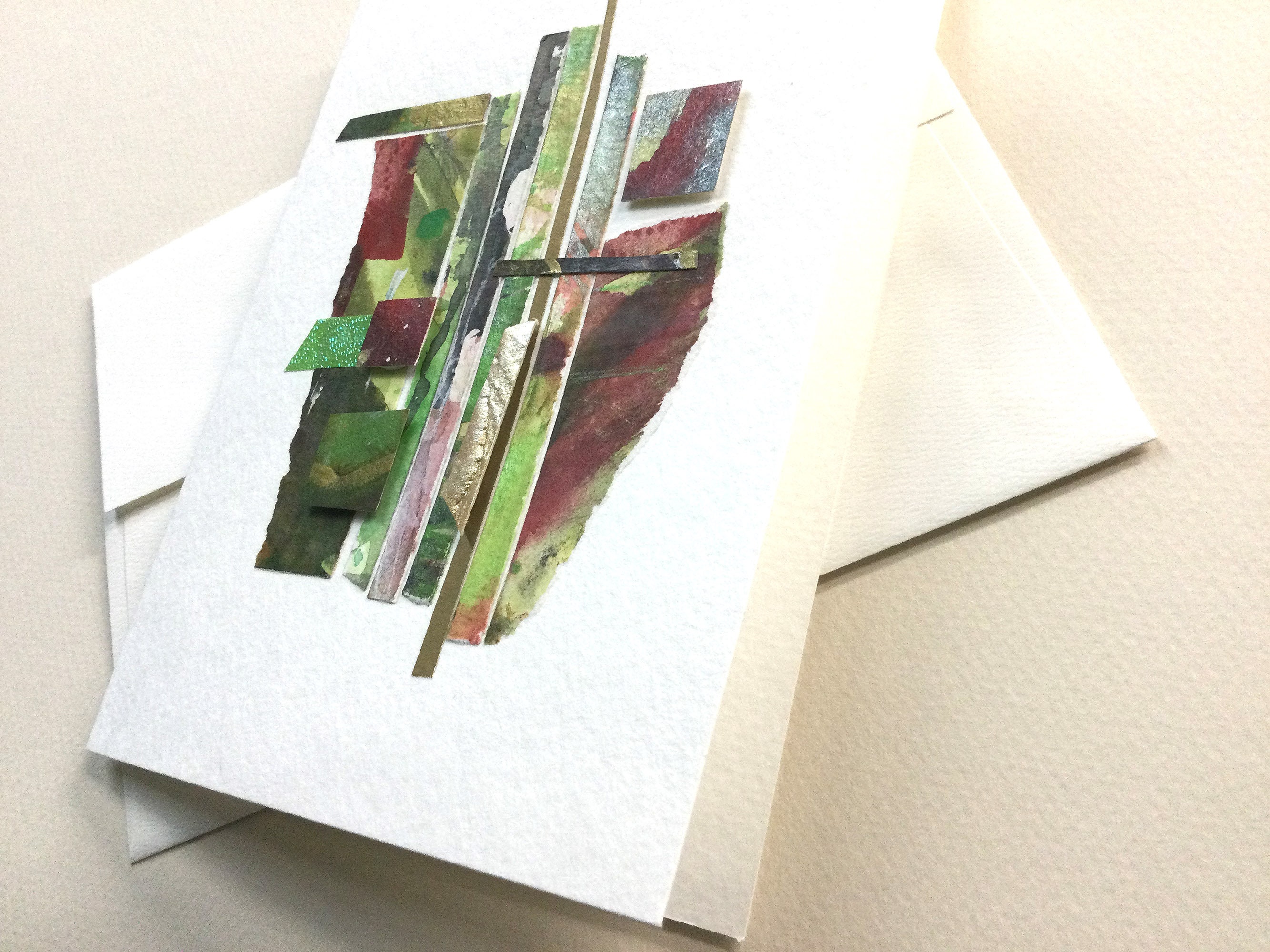 Abstract Handmade Card / Painted Paper Collage on Heavyweight Greeting ...