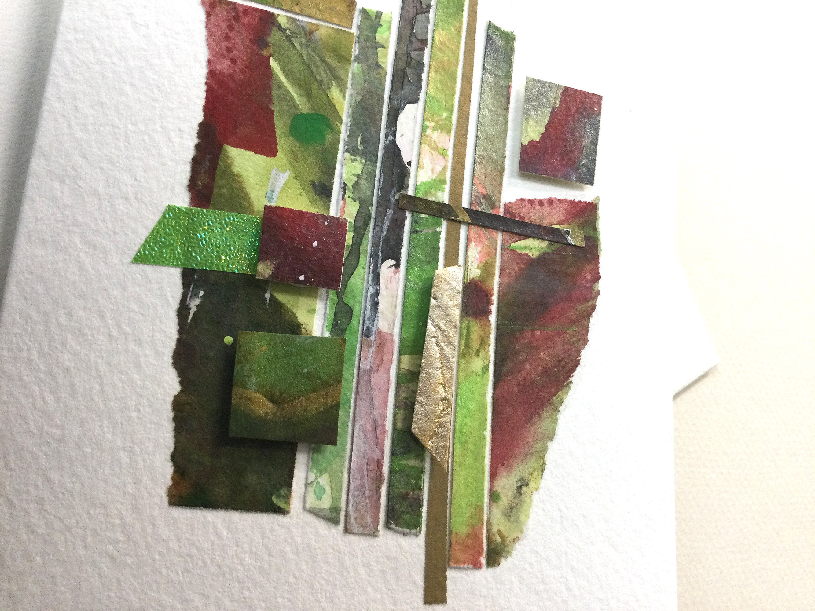 Abstract Handmade Card / Painted Paper Collage on Heavyweight Greeting ...