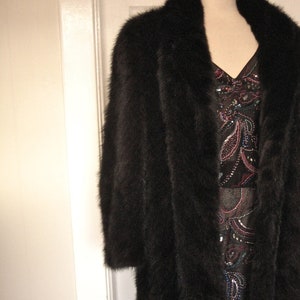 Vintage 70s Full Length Black Mink Coat in Chevron Cut Scandinavian Fur ...