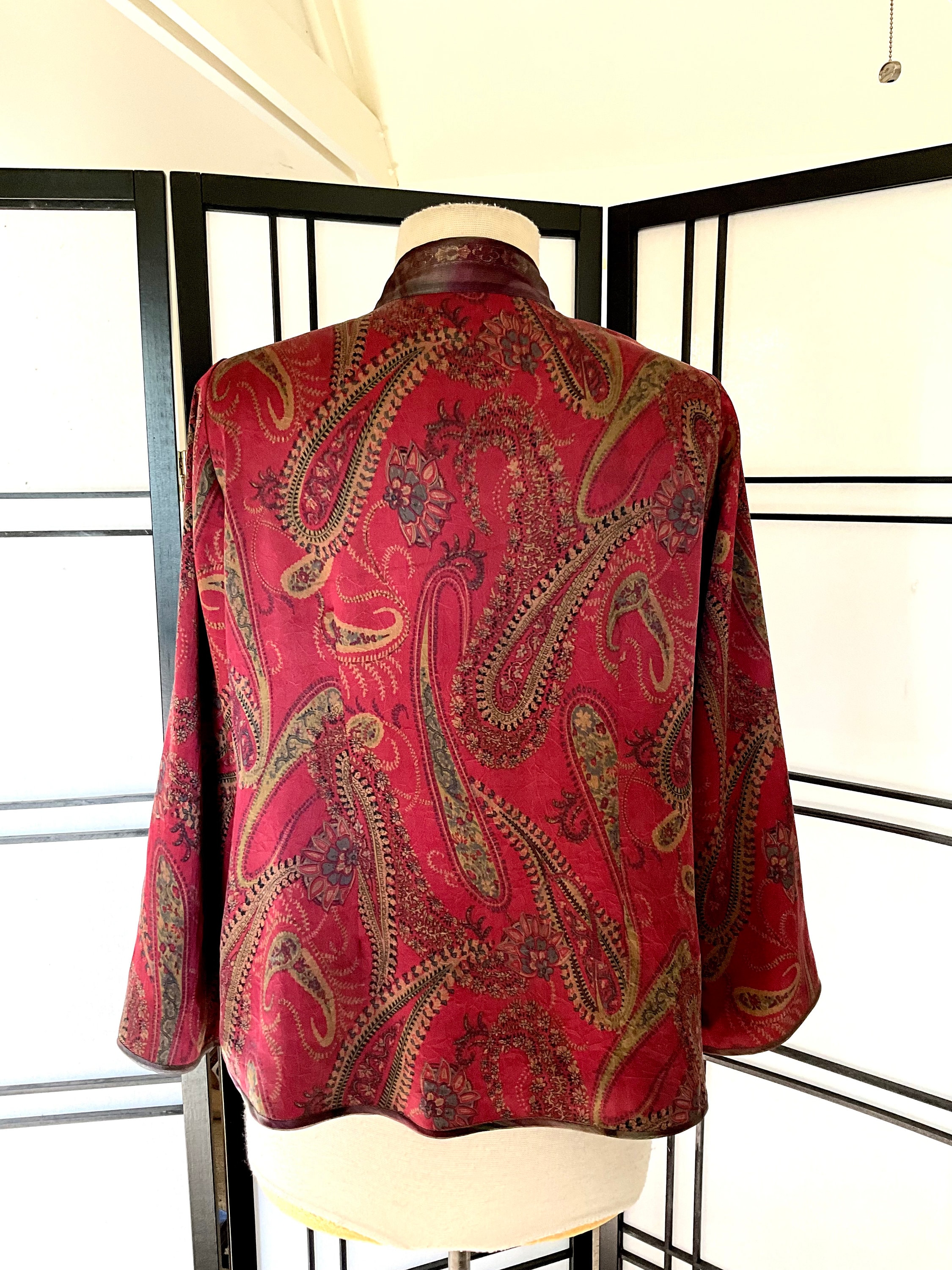Vintage Silk Jacket Paisley Print Jacket Mandarin Collar Jacket NWT - Etsy