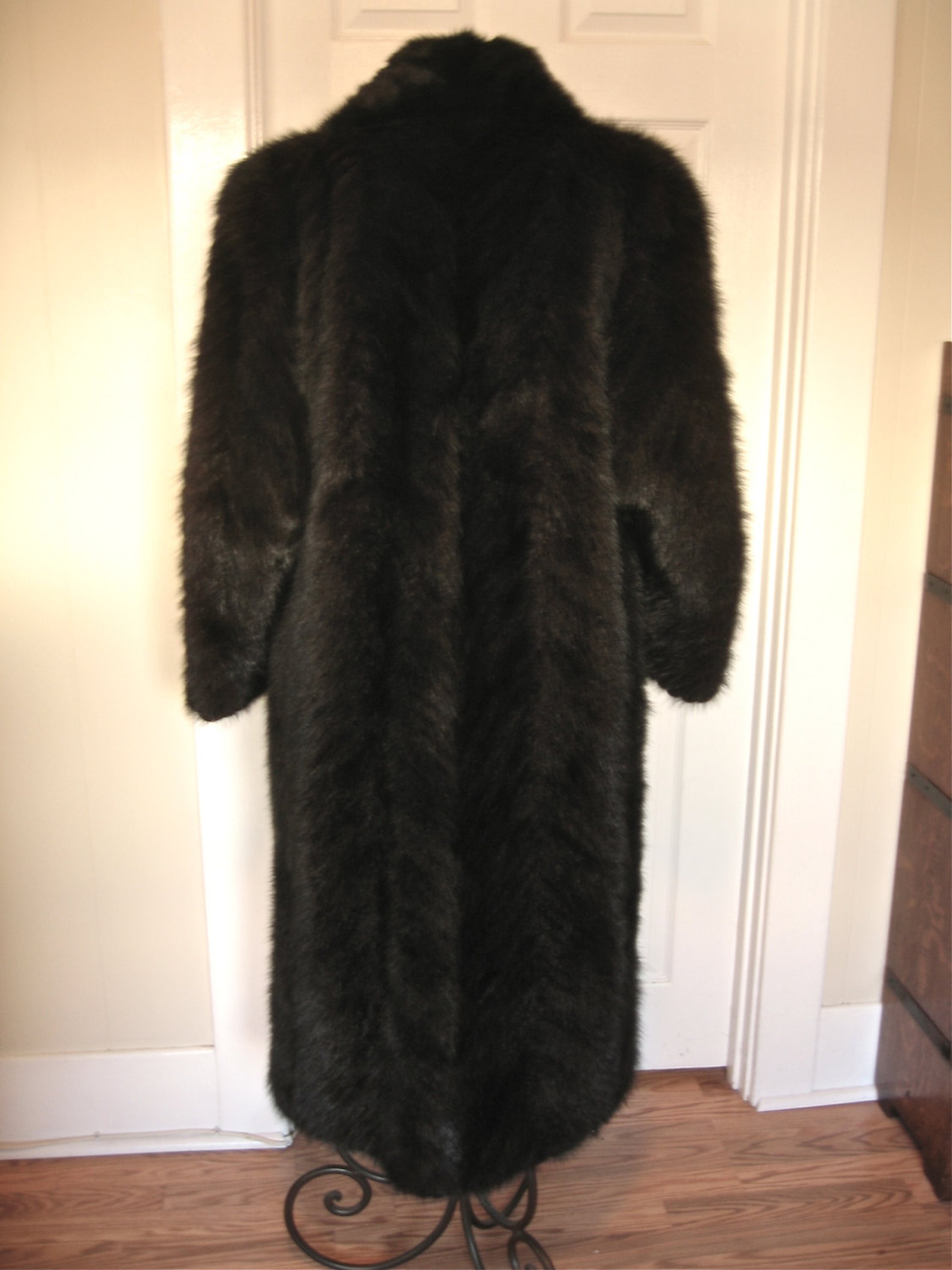 Vintage 70s Full Length Black Mink Coat in Chevron Cut Scandinavian Fur ...