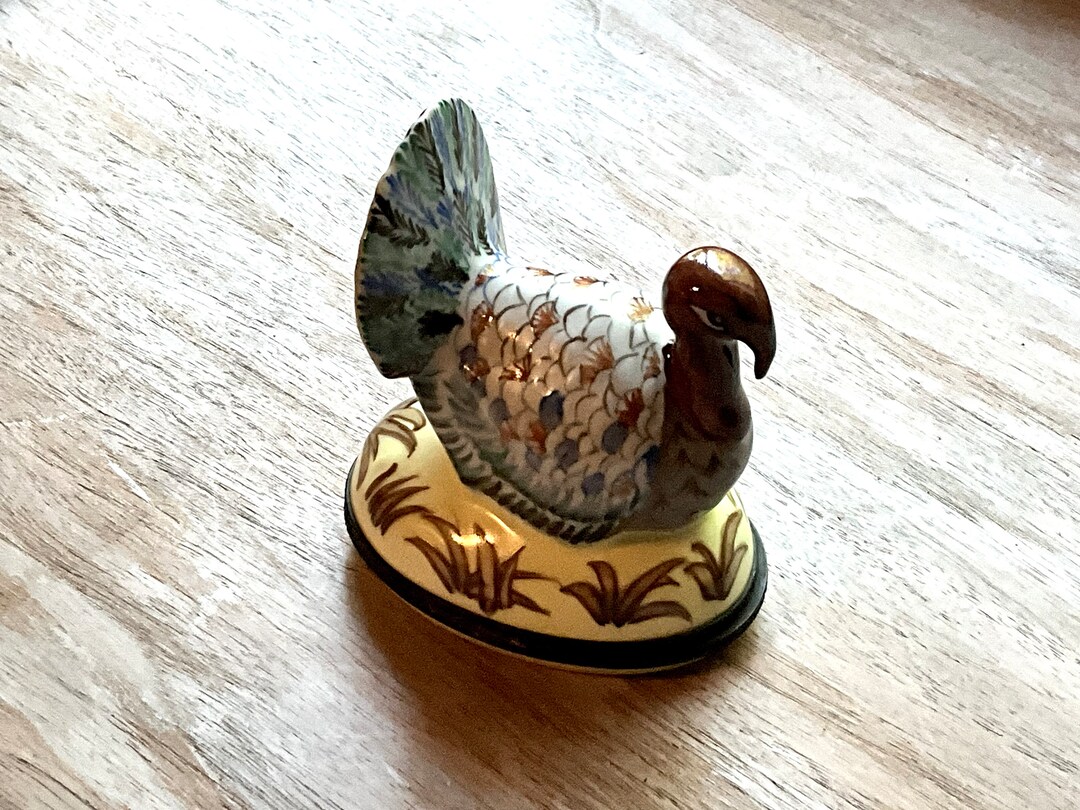 Vintage 90s Limoges Trinket Box Porcelain Turkey Trinket Box - Etsy
