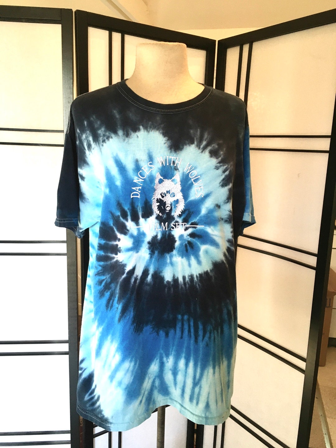 Vintage Dancing With Wolves Tee Shirt Blue Tie Dye Tee Shirt ...