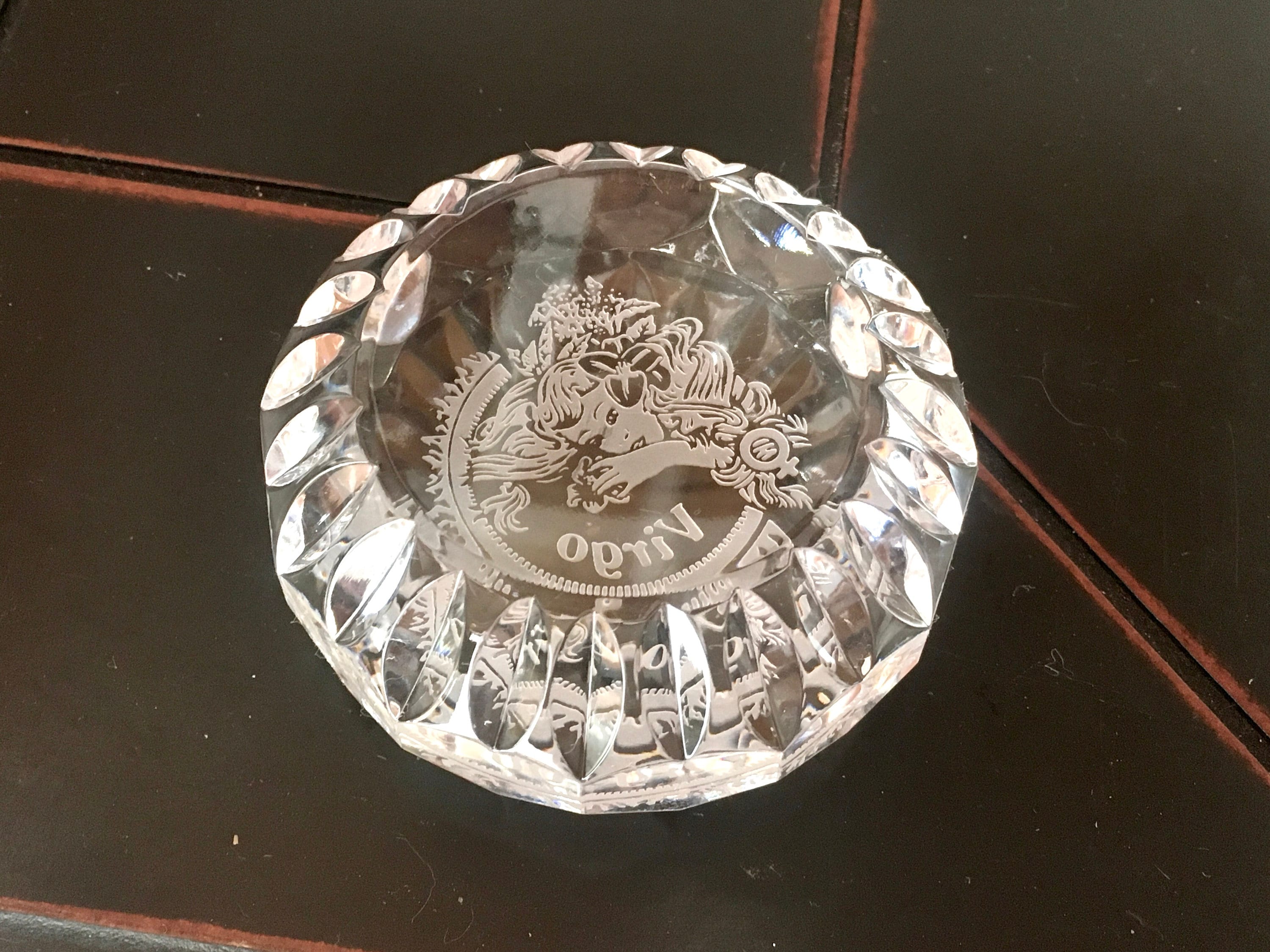 Vintage Zodiac Paperweight / Virgo Etched Crystal Paperweight - Etsy