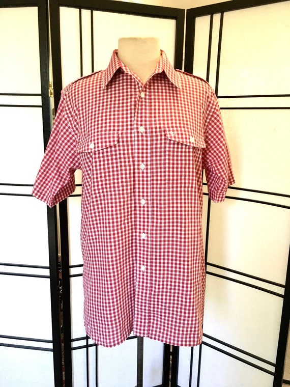 Vintage 80s Christian Dior Red Gingham Button up Shirt Mens - Etsy