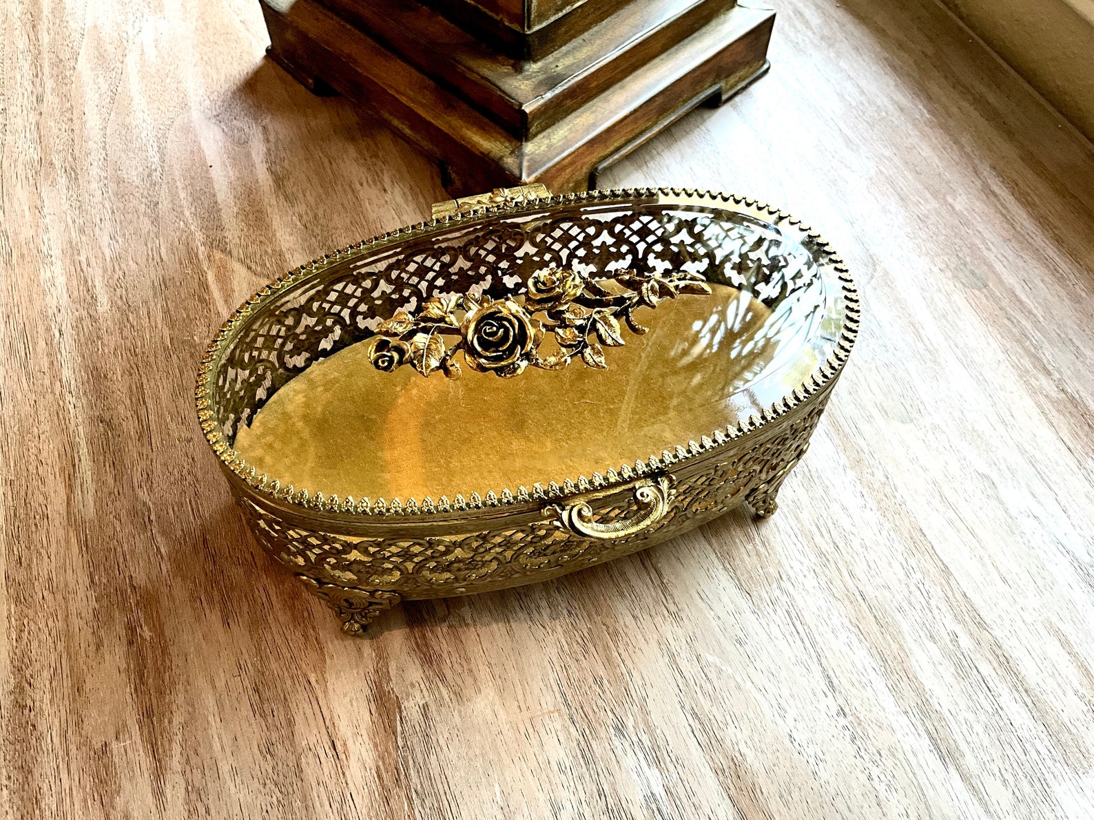 Vintage Ormolu Casket Box Large Oval Matson Ormolu Jewelry Box - Etsy