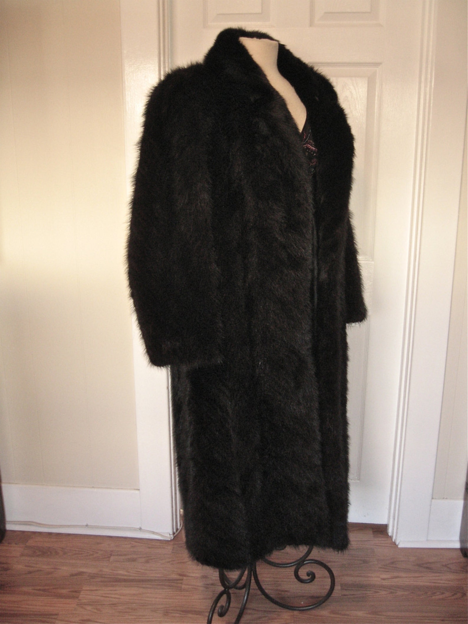 Vintage 70s Full Length Black Mink Coat in Chevron Cut Scandinavian Fur ...