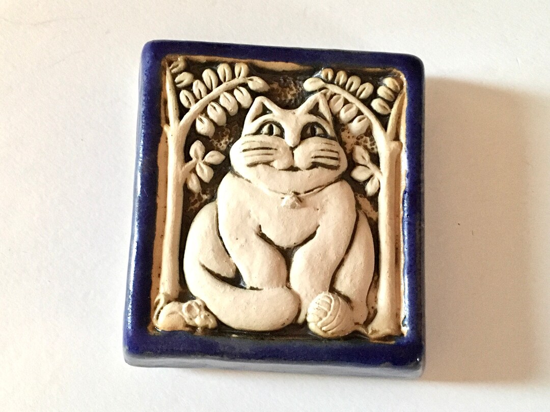 Vintage 90s Carruth Studio Pottery Ceramic Cat Wall Plaque - Etsy