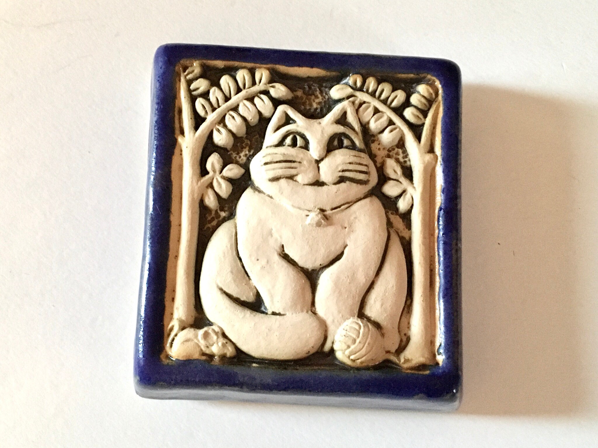 Vintage 90s Carruth Studio Pottery Ceramic Cat Wall Plaque - Etsy