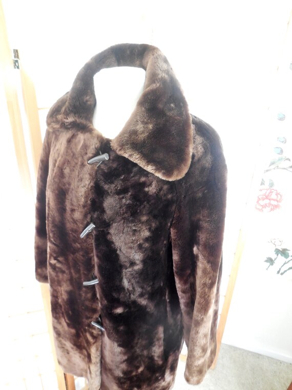 Vintage 40s Mouton Fur Swing Coat French Fur Coat Mad… - Gem