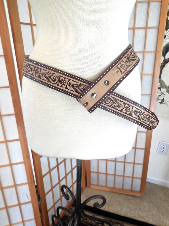 80s leather belt - Gem