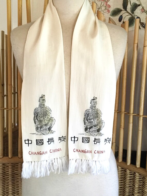 vintage silk scarf chinese - Gem