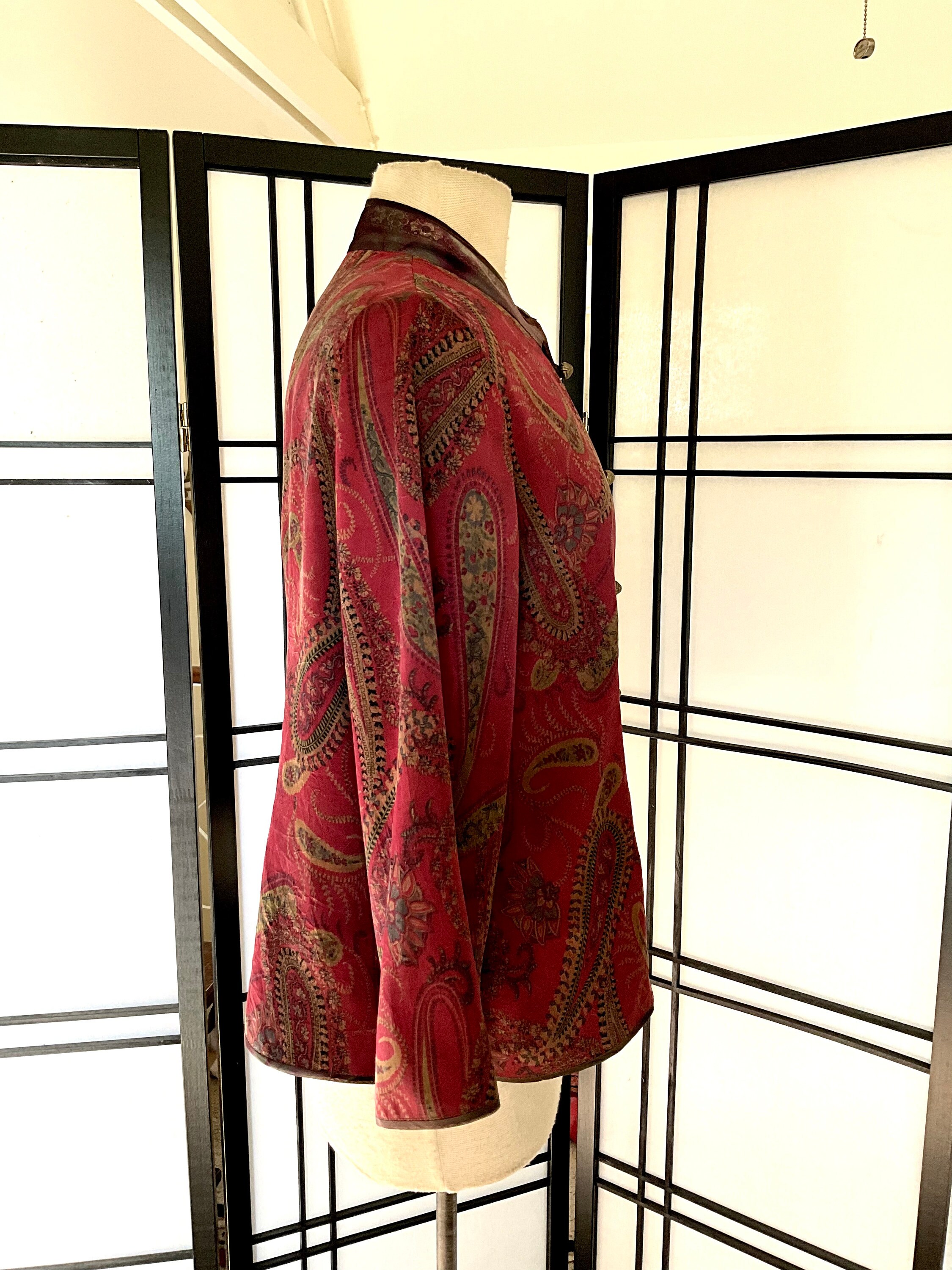 Vintage Silk Jacket Paisley Print Jacket Mandarin Collar Jacket NWT - Etsy