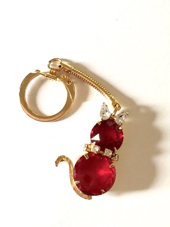 Vintage red glass cat - Gem