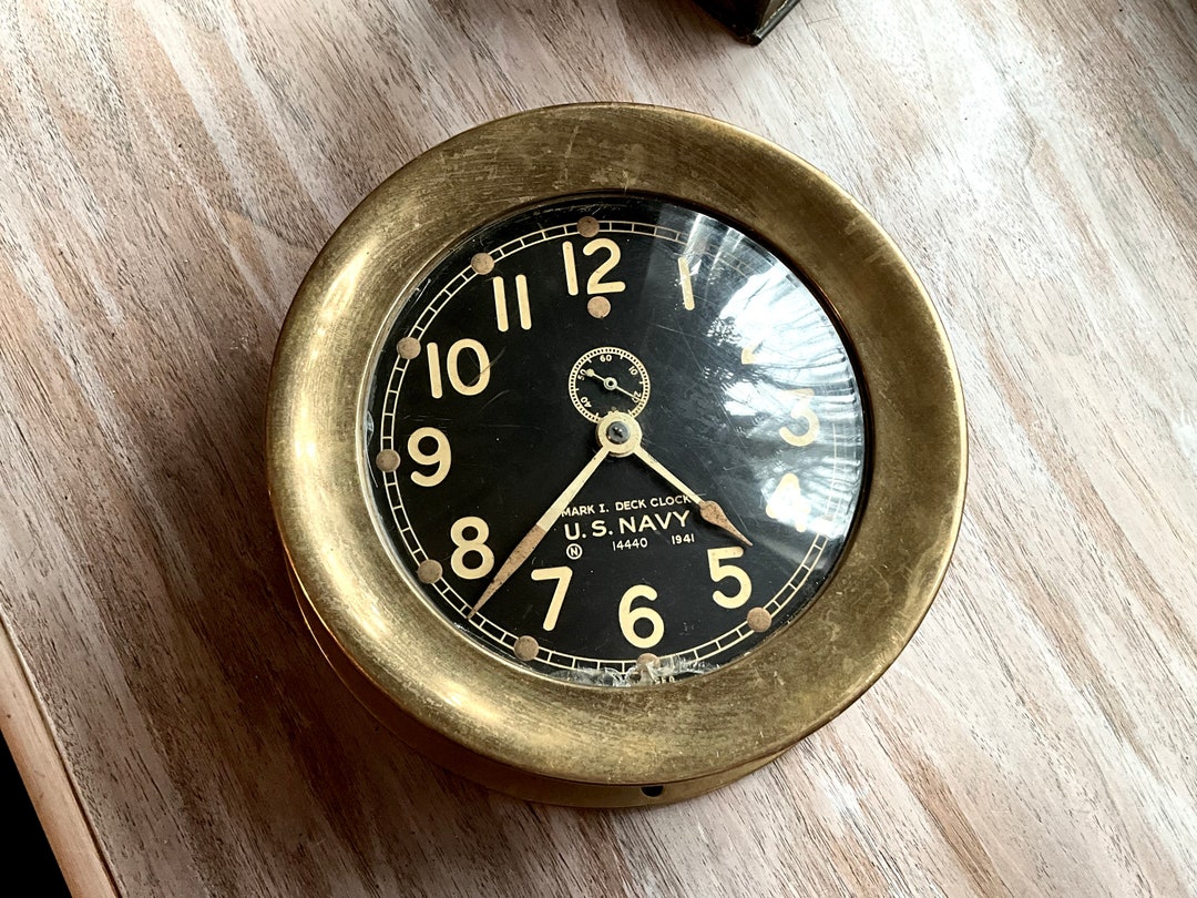 Vintage 40s Brass Navy Deck Clock WW2 Mark 1 Deck Clock - Etsy