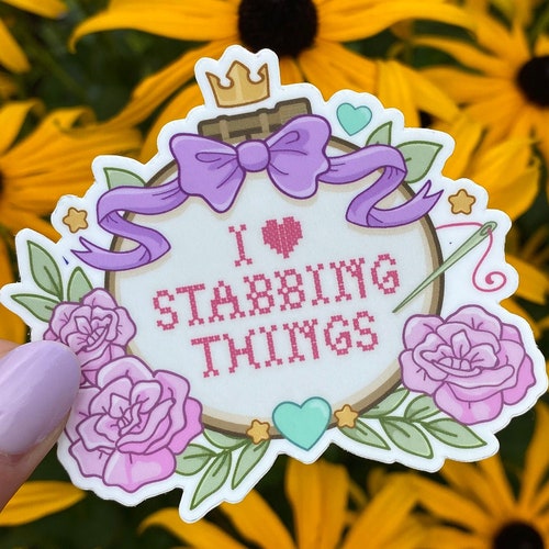 I Heart Stabbing Things Cross Stitch Pride Enamel Pin - Etsy