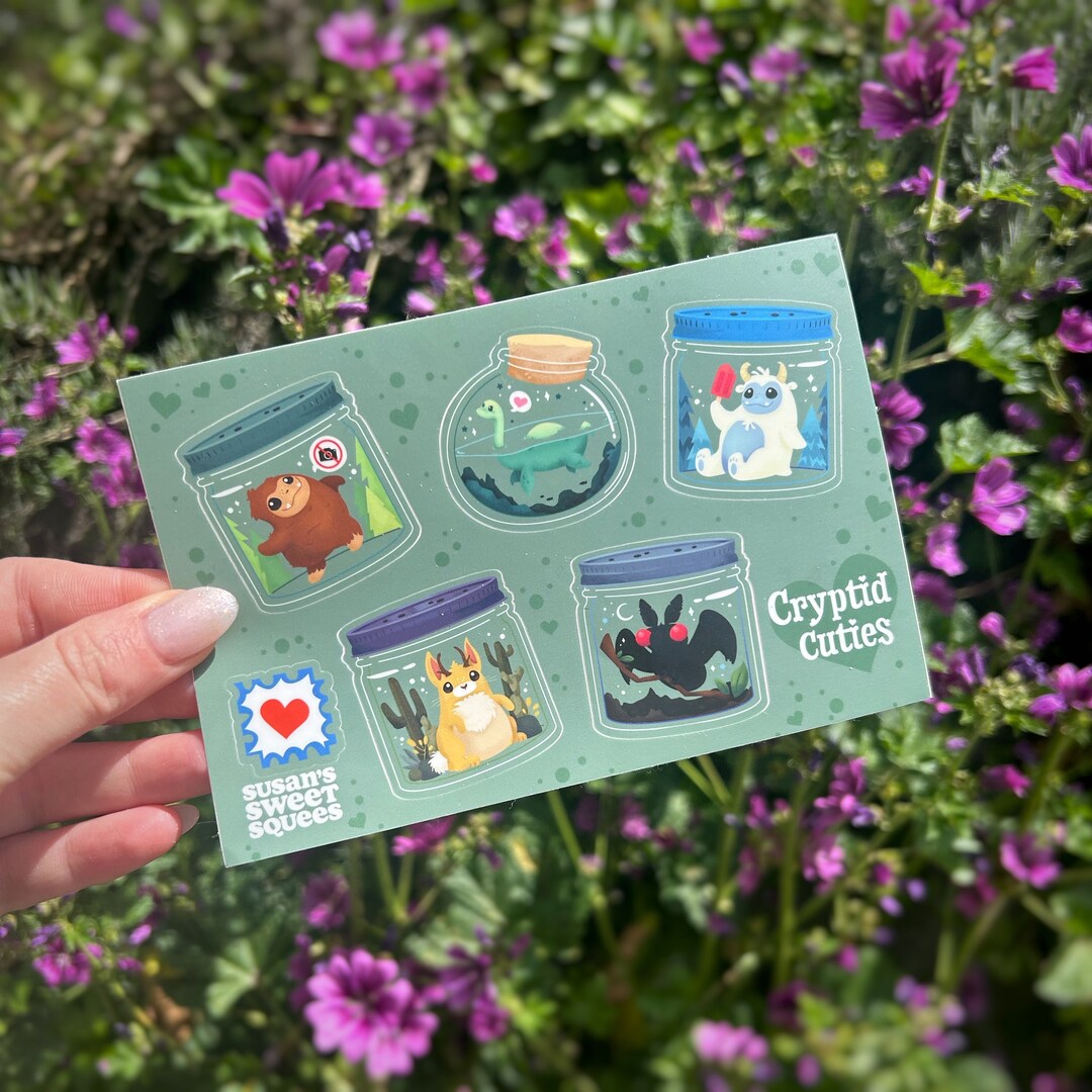 Cryptid Cuties - Die Cut Sticker Sheet W Big Foot, Nessie, Yeti, Jackalope and Moth Man - Etsy