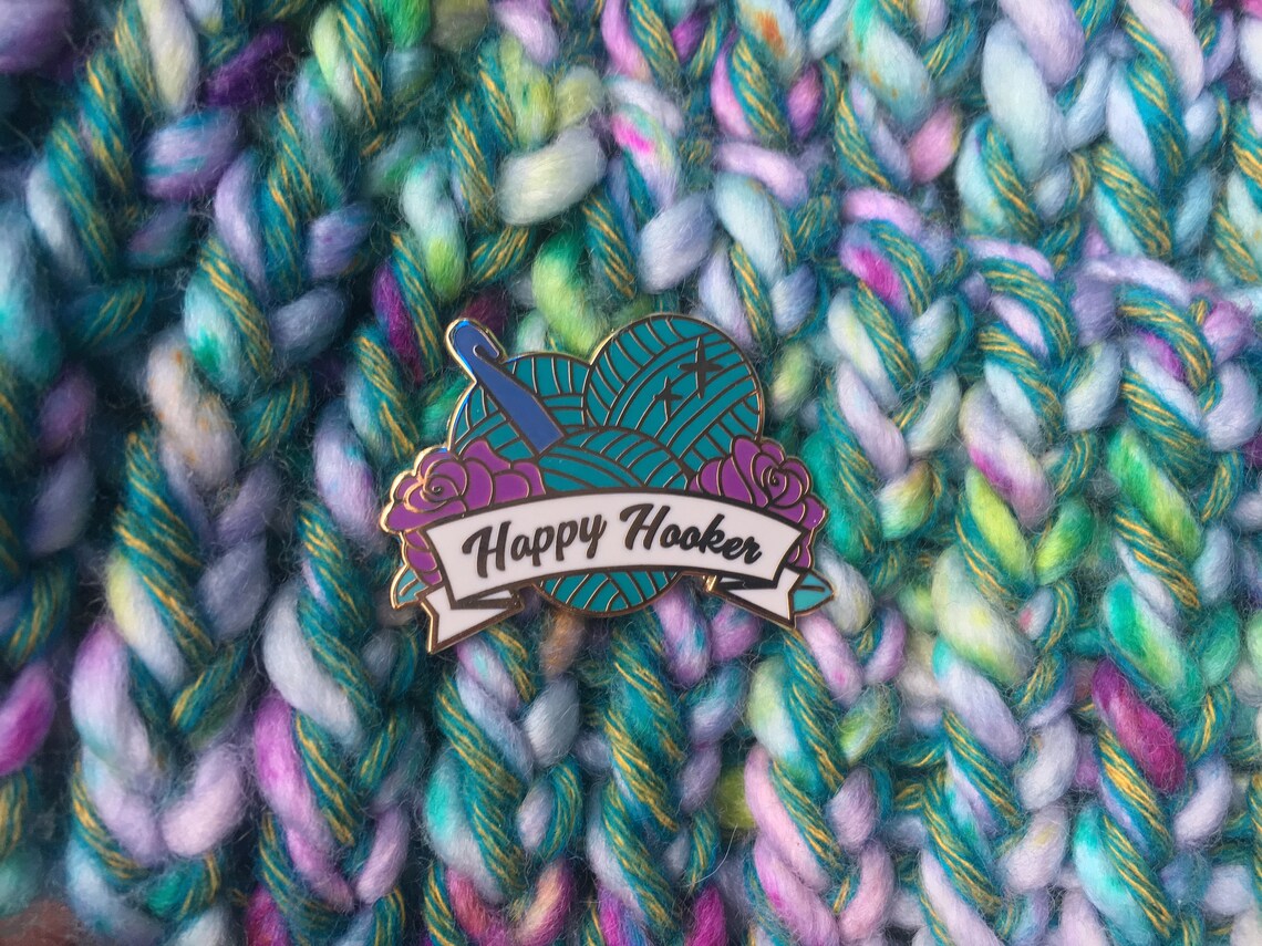 Happy Hooker - Peacock Colorway - Enamel Pin - Etsy