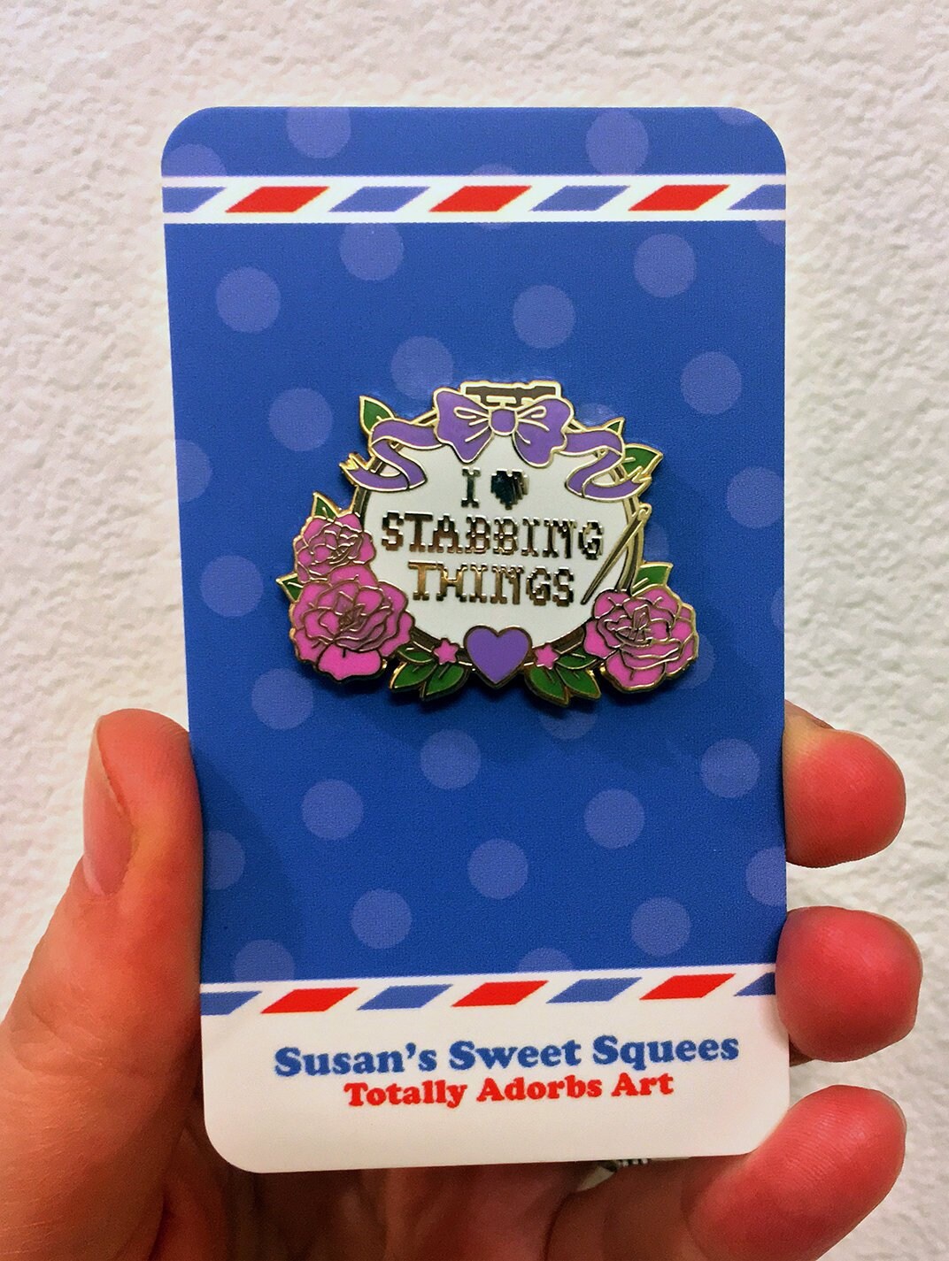 I Heart Stabbing Things - Cross Stitch Pride Enamel Pin - Etsy