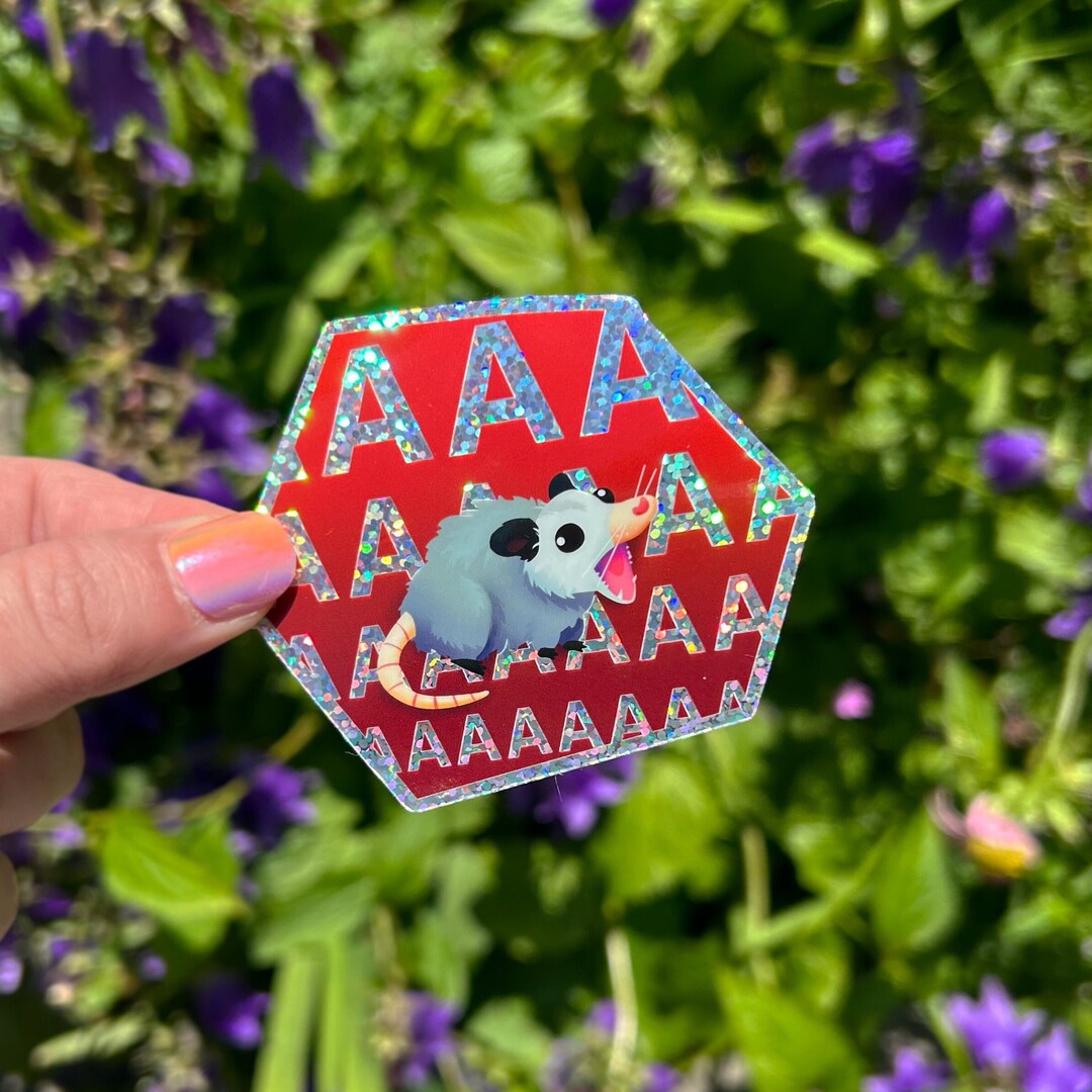 Possum Scream Glitter Waterproof Sticker - Etsy
