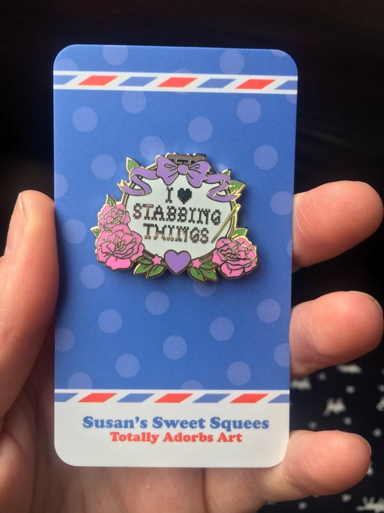 I Heart Stabbing Things - Cross Stitch Pride Enamel Pin - Etsy