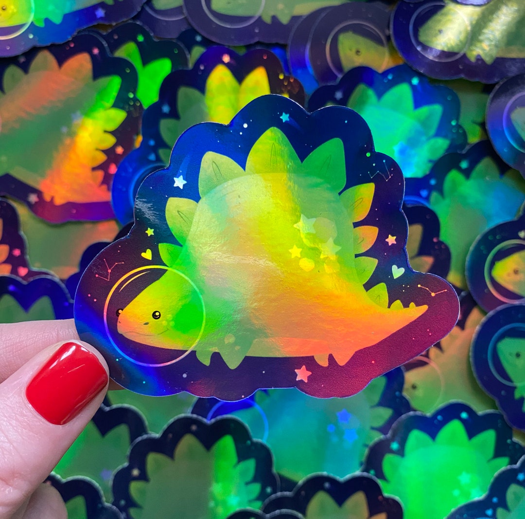 Space Stegosaurus Steggy - Holographic Vinyl Sticker - Etsy